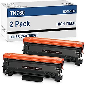 TN760 Toner Cartridge LemeroUexpect Compatible Replacement for Brother TN-760/TN-730 TN760 Black Toner for Brother Printer MFC-L2710DW L2750DW HL-L2350DW L2370DW DCP-L2550DW Printer,2-Pack