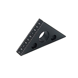 T Tulead Carpenter Square Triangle Ruler Aluminum Alloy Woodworking Ruler 45 Degree Woodworking Square Measurement Tool Black