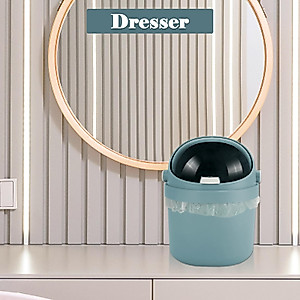 UOIXPUHUO Mini Trash Can with Flip Lid, Cute Desktop Garbage Can with 100 Trash Bags, Tiny Wastebasket Trash Can for Car, Home, Office, Kitchen, Tabletop, Bedroom, Bathroom (Blue)