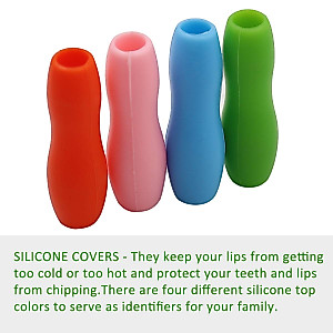 Stainless Steel Drinking Straws with Free Cleaning Brushes,NEBYWOLD Senior Reusable Drinking Food Grade Stainless Steel Straws(4 colors) with 2 Cleaning Brush