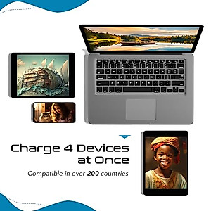 Ceptics World Power Plug Adapter Set, Dual USB & USB-C 3.1A, 20W with QC-PD, 2 USA Outlet Compact & Powerful, Use In Europe, Asia, Australia, Japan, Includes Type A, B, C, E/F, G, I SWadAPt Attachment