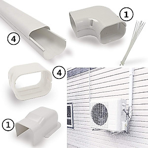 4" 14 Ft Air conditioner Decorative PVC Line Cover Kit for Mini Split and Central Air Conditioners, Heat Pumps Tubing Cover Set