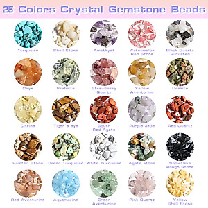 Naler 800Pcs 25 Colors Crystal Beads for Jewelry Making, Crystal Gemstone Beads Ring Making Kit with Supplies for DIY Craft Jewelry Bracelet Necklace Ring Making