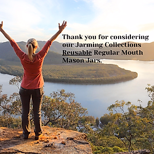 JARMING COLLECTIONS Glass Regular Mouth 24 oz Mason Jars with Lids & Bands - BPA Free Plastic Storage Lids - Made in USA - 24oz Mason Jars Regular Mouth 24 oz with Lids - Set of 2