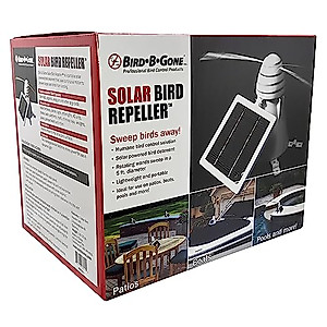 Bird B Gone - Solar Bird Repeller - Spinning Bird Deterrent with Telescoping Arms - Prevents Birds from Landing - Humane Repellent - Portable Design - for Boats, Patios, AC Units, Etc - Solar Powered