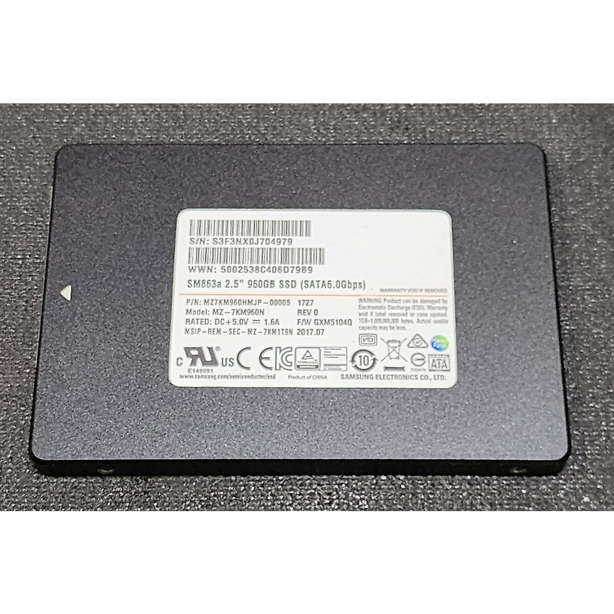 Samsung SM863a 960 GB Solid State Drive - SATA (SATA/600) - 2.5 Drive - Internal - 510 MB/s Maximu