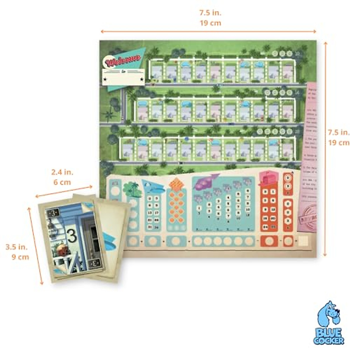 Welcome to... Your Perfect Home Board Game | City Building Strategy Game | Narrative Adventure Game for Adults and Kids | Ages 10+ | 1-6 Players | Avg. Playtime 25 Minutes | Made by Blue Cocker Games