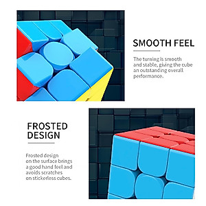 CFMOUR Speed Cube 3x3x3 - Moyu Meilong 3C, Stickerless Magic Cube 3x3, Fast Smooth Turning Vivid Colour 3D Puzzle Brain Toy Travel Games, Turns Quicker Than Original