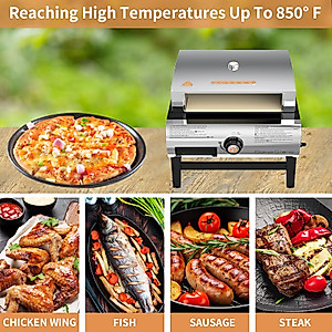BakerStone Pizza Oven with Portable Gas Grill Outdoor Propane Pizza Ovens Camping Grill Kit with Baking Tray, Steel Pizza Peel/Paddle, Pizza Turner, Cutter