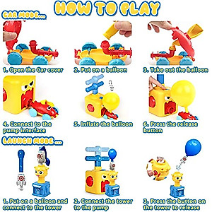 PartyWoo Balloon Launcher Car Toy Set, 72 pcs Balloon Car Toy with Pump, Balloon Toys for Kids, Balloon Launcher Toy, Balloon Powered Car Balloon Launcher Toy (Little Frog)