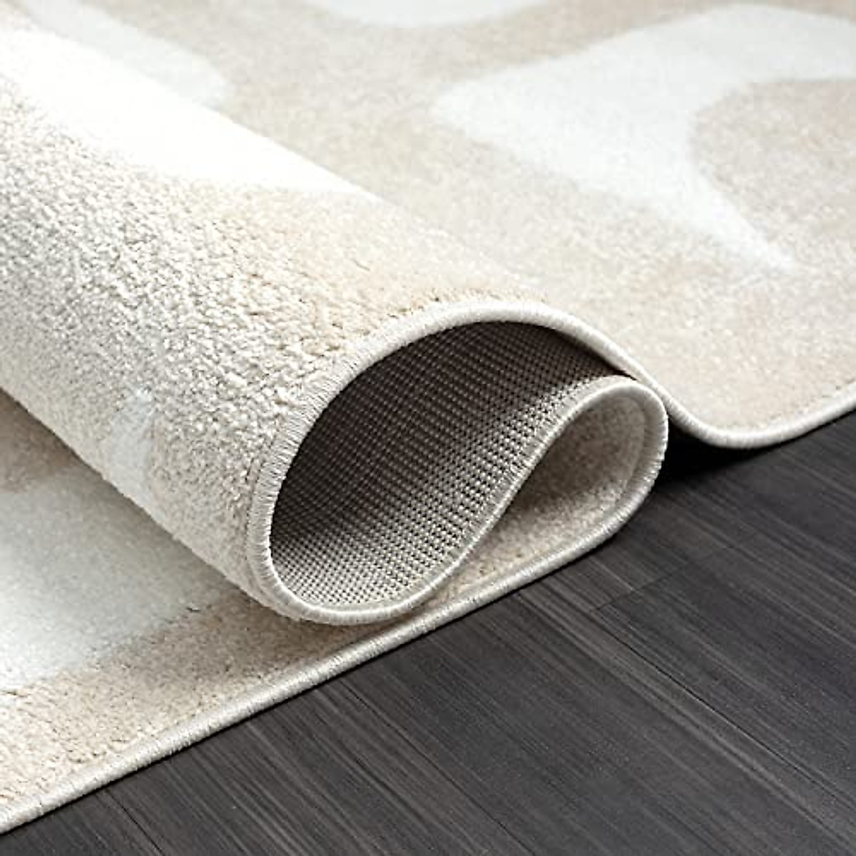 Abani Nuevo Collection Area Rug - Modern Geometric Beige/Cream Design - 5'3" x 7'6" - Easy to Clean - Durable for Kids & Pets - Non-Shedding - Medium Pile - Soft Feel - for Living Room Bedroom Office