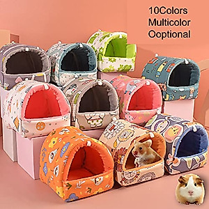 Guinea Pig House Bed Cozy Hamster Cave Hideout for Dwarf Rabbits Hedgehog Chinchilla Hamster Bearded Dragon and Other Small Animals Winter Nest Hamster Cage Accessories Cyan M