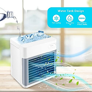 Geohee Portable Air Conditioner,Quiet Personal Air Conditioner Fan,3-Speeds Air Cooler Mini Air Conditioner Fan Desktop Cooling Fan for Office and Home, Grey&White