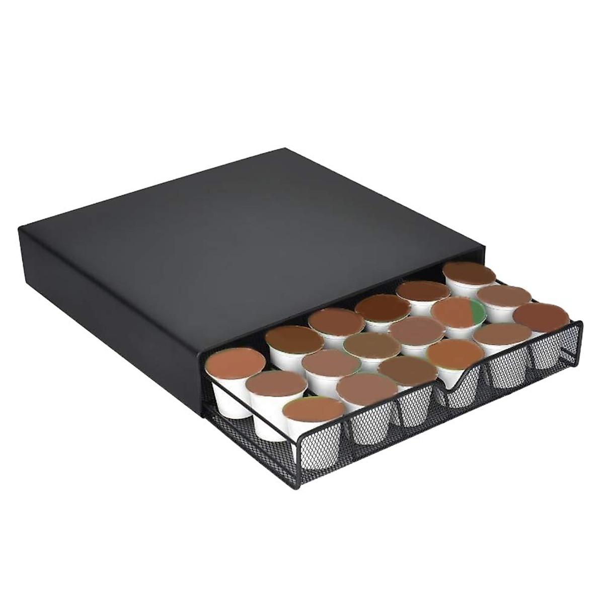 Black Coffee Capsule Holder Drawer Storage Rack Organizer for 36Pcs Capsules Suitable for Home Office