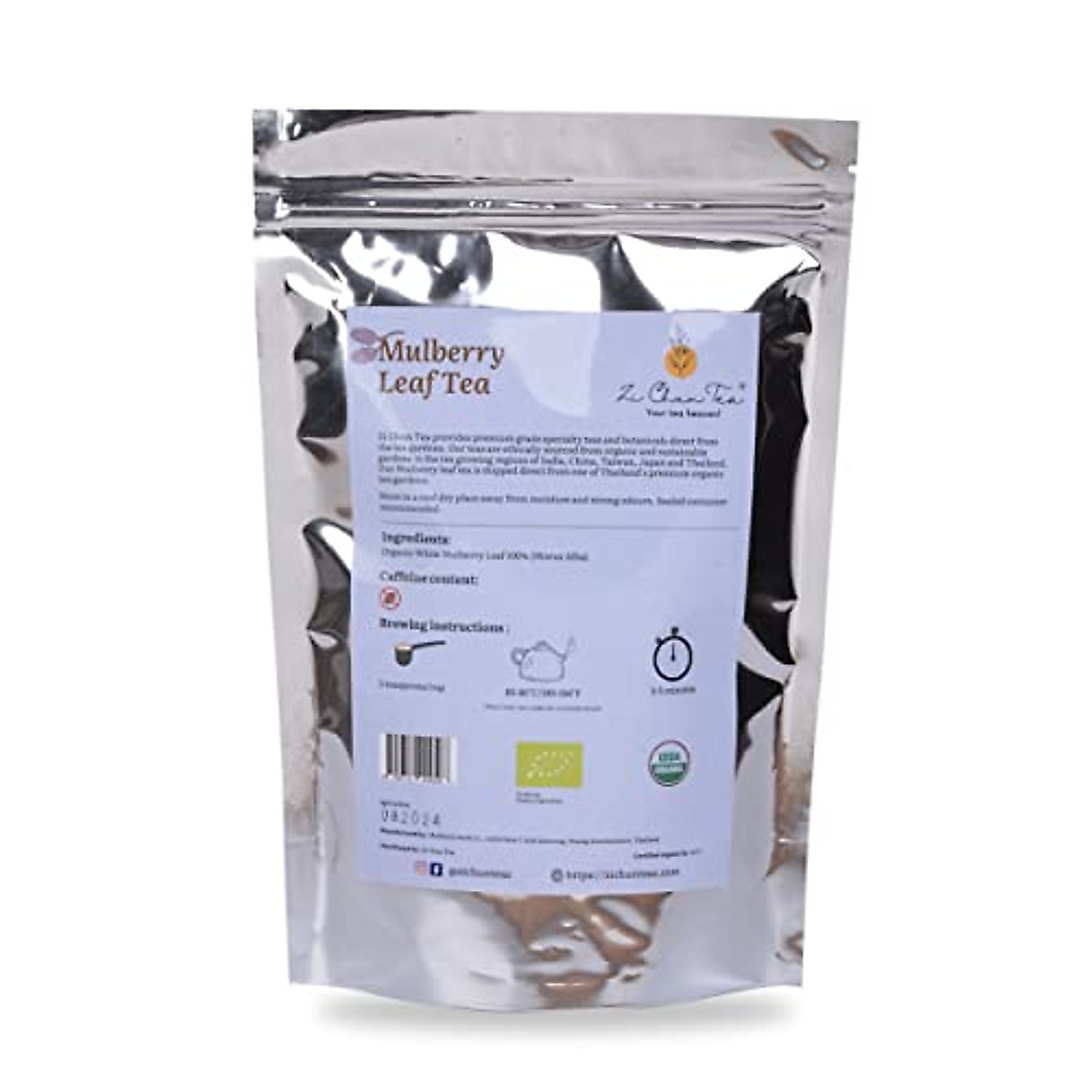 Zi Chun Tea | Organic White Mulberry Leaf Tea | Loose Leaf Herbal Tea from Thailand | Caffeine Free Organic Wellness Tea | Morus alba - 3.5 oz