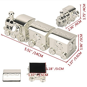 K COOL Shiny Silver Baby Tooth Box Metal Kids Keepsake Origanizer Train Tooth Holder Children Tooth and Curl Fairy Container Christening Gift for Child Memory