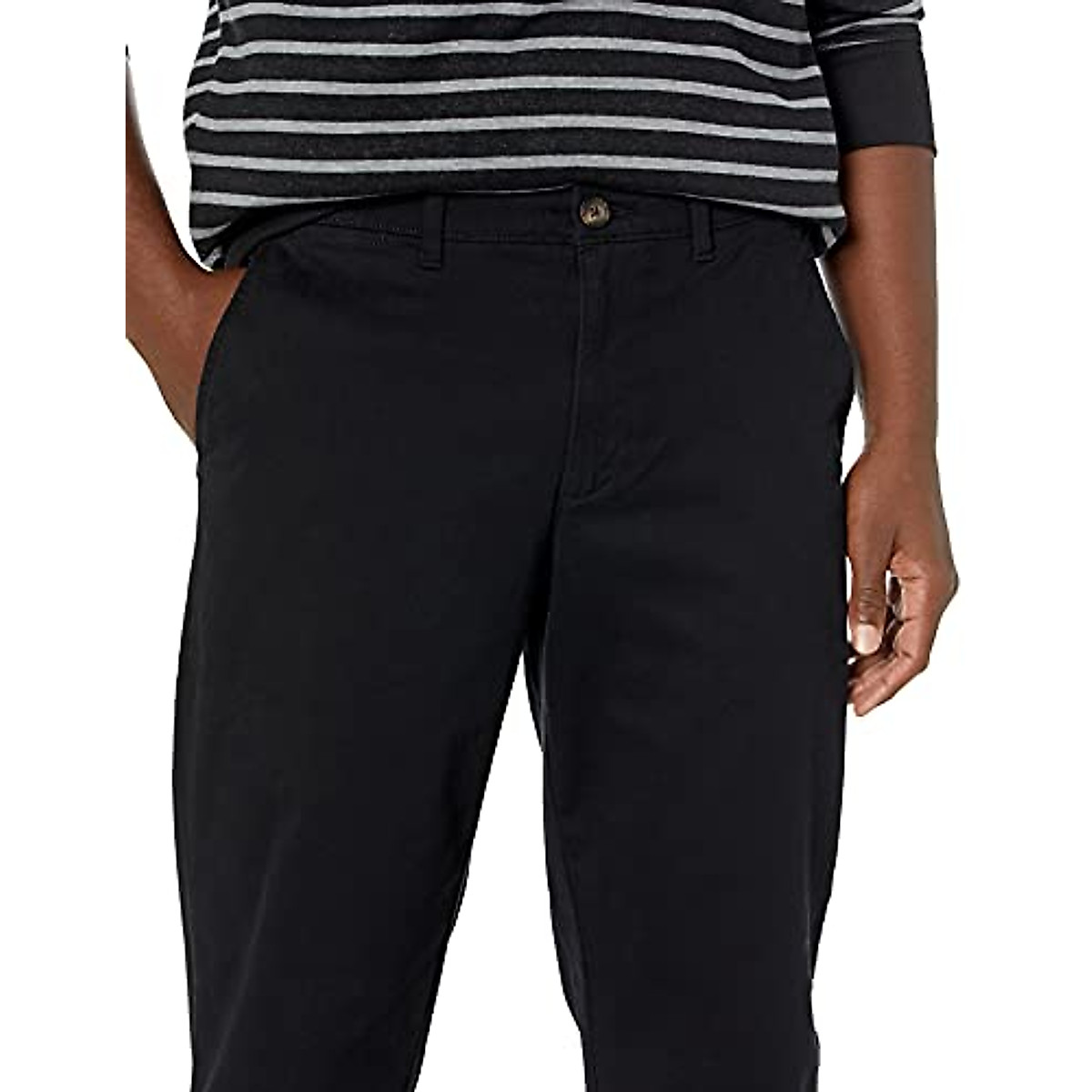 Amazon Essentials Men's Straight-Fit Casual Stretch Khaki Pant, Black, 34W x 32L