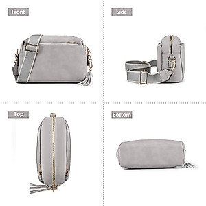 Roulens Triple Zip Small Crossbody Bag for women,Wide Strap Cell Phone Purse Shoulder Handbag Wallet with Credit Card Slots