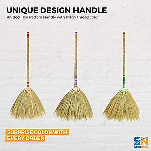 SN SKENNOVA Asian Broom for Cleaning Floor / Handheld Household Broom for Outdoor and Indoor : House Broom - Hardwood Sweeper with Brush Power and Circle Cleaning (Random)