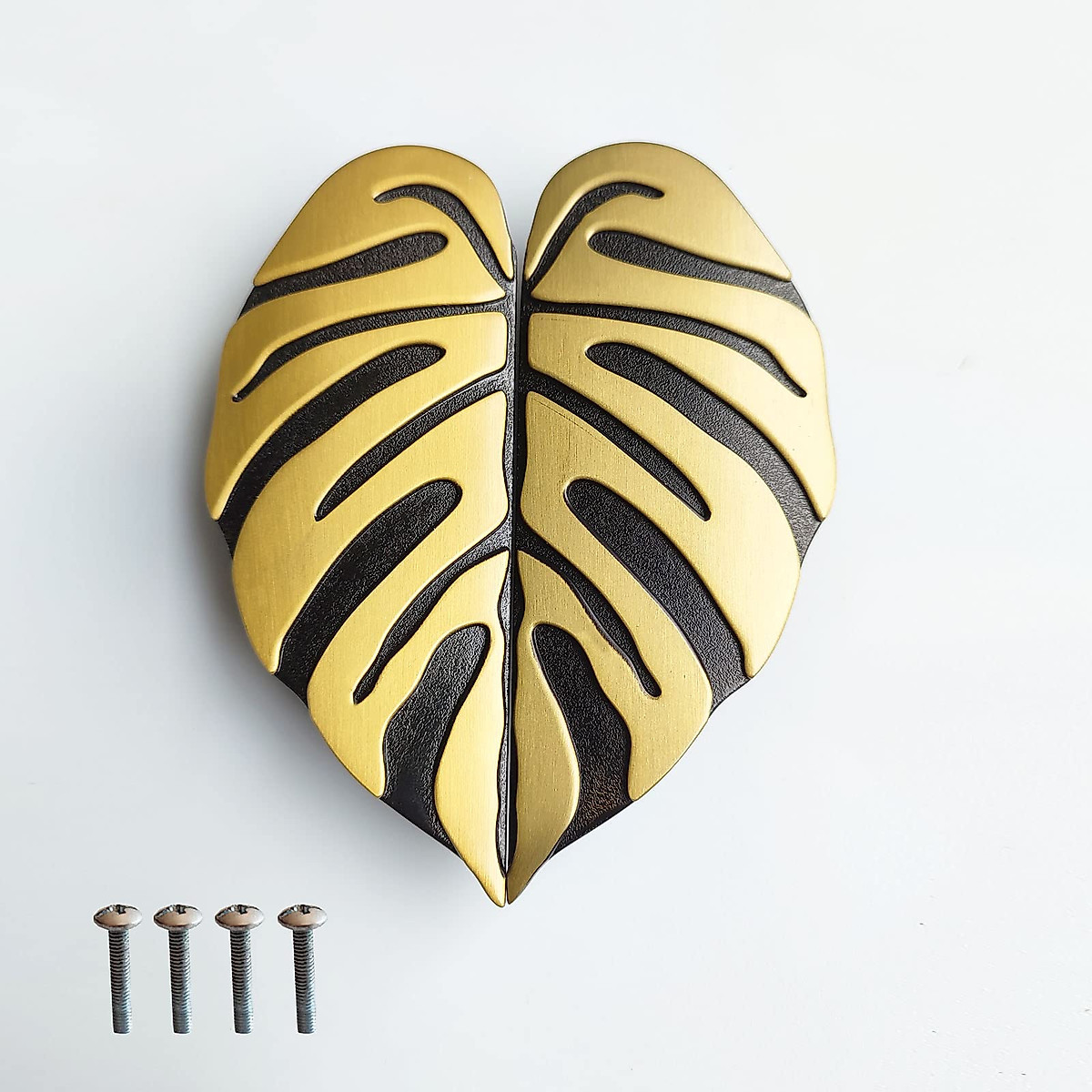 PIAOLGYI Gold Cabinet Handle Leaf Knobs for Milsbo Greenhouse Cabinet,Monstera Glass Door Cabinet Handles Accessory Compatible with IKEA Milsbo Cabinet