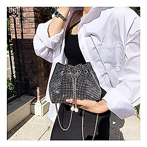 Silver Purse Clutch Rhinestone Evening Crossbody Bags Sparkly for Women Diamond Bling Bag Crystal Handbags Wedding Event (silver black)