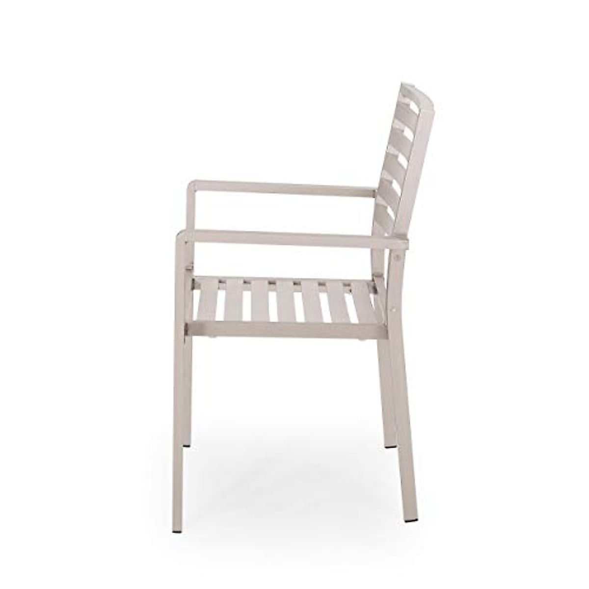 Daisy Outdoor Modern Aluminum Dining Chair (Set of 2), Silver