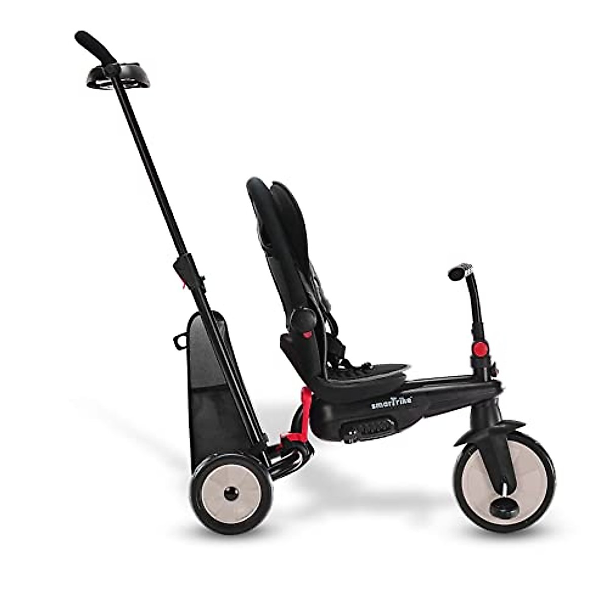 smarTrike STR5 6 in 1 Modular Foldable Toddler Stroller Tricycle Combination with 1 Hand Steering, Shock Absorbency, and 5 Point Harness, Gray Melange