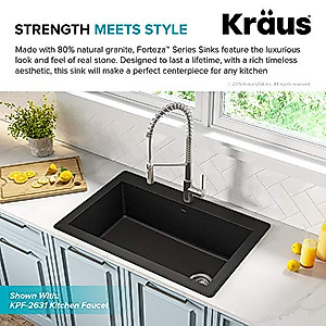 KRAUS Forteza™ 33” Dual Mount Single Bowl Granite Kitchen Sink in Black, KGD-54BLACK