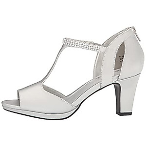 Easy Street Women's Flash Heeled Sandal, Silver Satin, 8