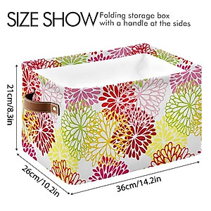 Colored Flowers Storage Basket Bins Foldable Toy Baskets Organization with Handles Laundry Hamper for Bedroom Office Clothes Pet Nursery Living Room,1 pcs