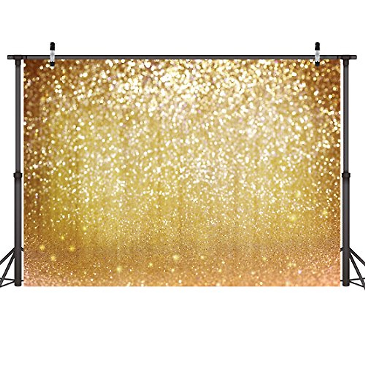 LYWYGG 7x5FT Vinyl Photography Backdrop Golden Particles Speckle Dreamy Fantasy Dreamlike Theme Metal Festive Holiday Party Decorative Photography Backdrop CP-10