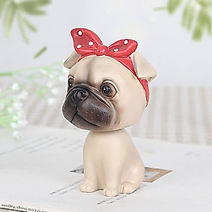 KEYUM Cute Bobble Head Dog Car Dashboard Decoration Mini Bobbleheads Pug Figurine Funny Shaking Head Dog Toy Animal Puppy Home Office Desktop Resin Ornaments