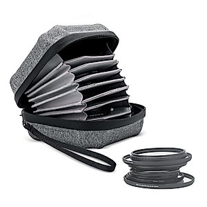 JJC 10 Pockets Hard Shell Lens Filter Bag Up to 95mm, Water Resistant & Dustproof, Camera Filter Pouch with Microfiber Cleaning Cloth, Filter Carrying Case for Photography Filter Round Filter