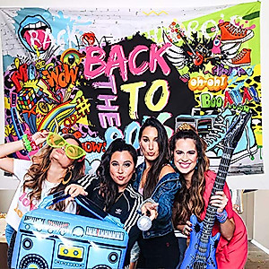 80's Party Decorations,Scene Setters Wall Decorating Kit, Extra Large Fabric Back to The 80's Hip Hop Sign Party Banner (style 2)