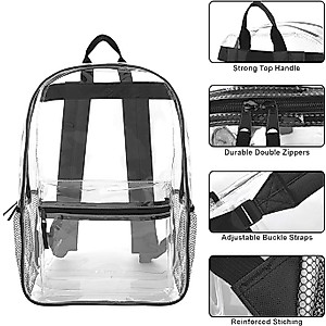 Bulk Clear Backpacks Wholesale for School 24 Pack Clear Backpacks for Boys, Girls, Stadium, Travel (Solid Black Pack)