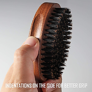 BFWood Boar Bristle Beard Brush for Men - Black Walnut Wood