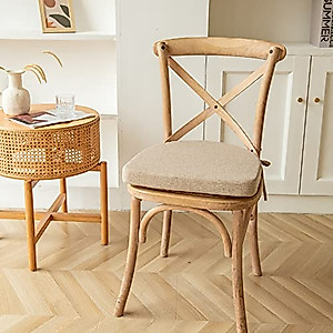 Eiury Kitchen Chair Cushion - 17"x16.5" Indoor Chair Pad with Ties for Dining Chairs - Non-Slip U-Shaped Rubber Back - Machine Washable Seat Cover - Beige