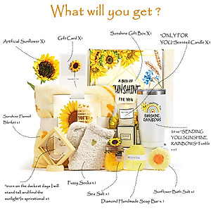Sending Sunshine Gifts for Women, Mothers Day Gifts for Mom, Care Package for Women, Get Well Soon Gifts Basket, Unique Birthday Gifts Box with Inspirational Blanket Candle for Women, Her, Mom, Wife