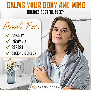 Cooling Weighted Blanket for Adults - (20lb, Queen/Full, 60"x80"), Thick Quilted, Breathable Pre-Washed Microfiber Fabric, Natural Glass Beads for Calming, Restful Sleep, Sleep Mantra (Gray)