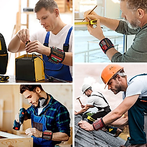 2P Magnetic Wristband Stocking Stuffers for Men, Tool Belt Magnet Wrist for Holding Screws Nails Drill Bits Cool Gadget Christmas Birthday Dad Him Husband Women Who Have Everything Wants Nothing