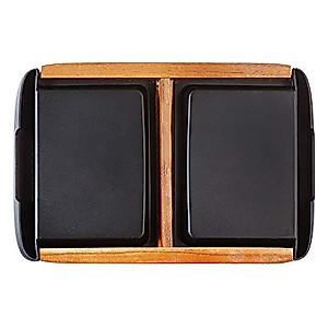 Glad Acacia Wood Cutting Board with Slide Out Trays | Catches Food and Waste | Solid Wooden Butcher Block with Removable Drawers | Kitchen Cooking Supplies, Brown, Black