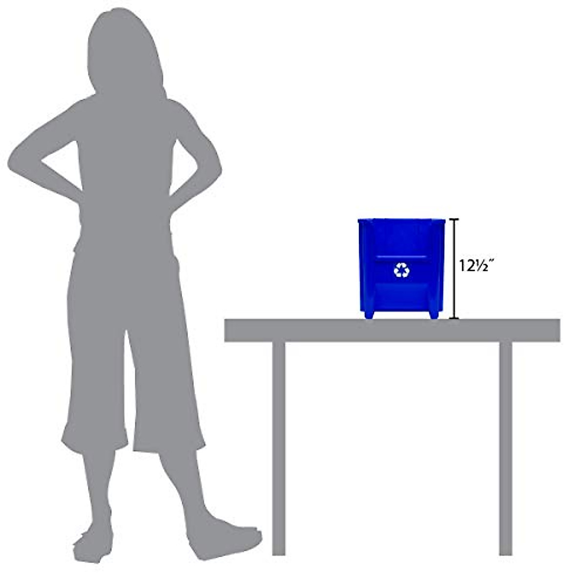 READYSPACE Commercial Industrial Heavy Duty Stackable Open-Front Recycling Bin Box Containers, 7 Gallon, 4 Pack, Blue