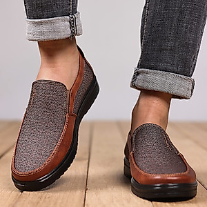 COSIDRAM Mens Loafer Casual Shoes Canvas Lightweight Driving Travel Walking Shoes Soft Slip on Brown 12