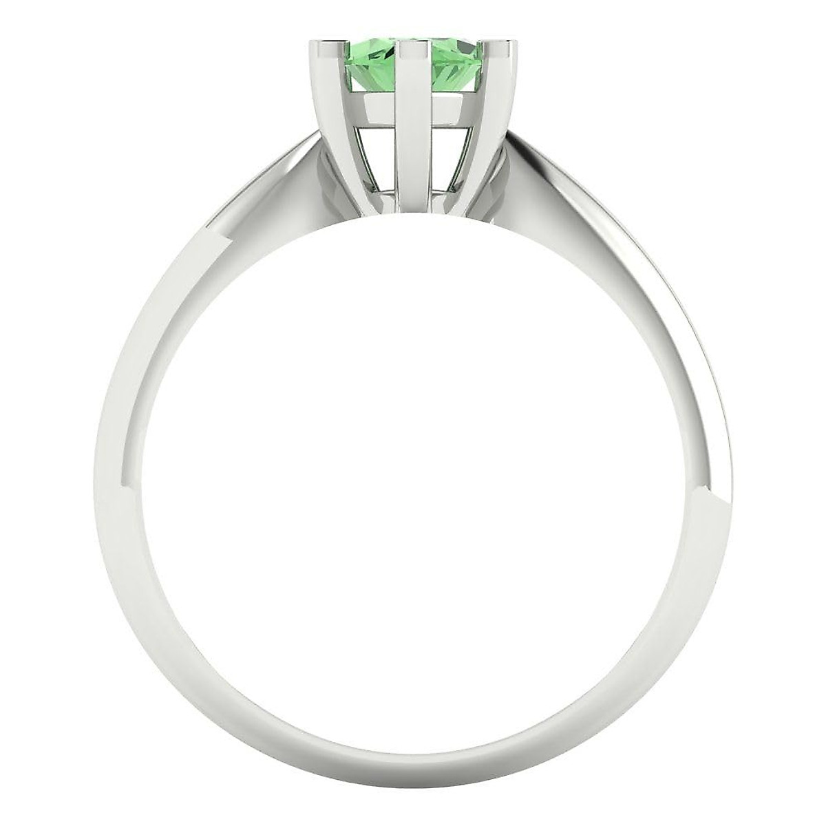 Clara Pucci 1.0 ct Marquise Cut Solitaire Green Simulated Diamond Engagement Bridal Promise Anniversary Ring 18K White Gold Size 5