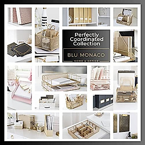 BLU MONACO Set of 6 Foldable Pink Cute Magazine Holders with Gold Label Holders - Stylish Magazine Storage for Desk, Shelves, and Closets - Book Bins, Files Organizers and Document Storage