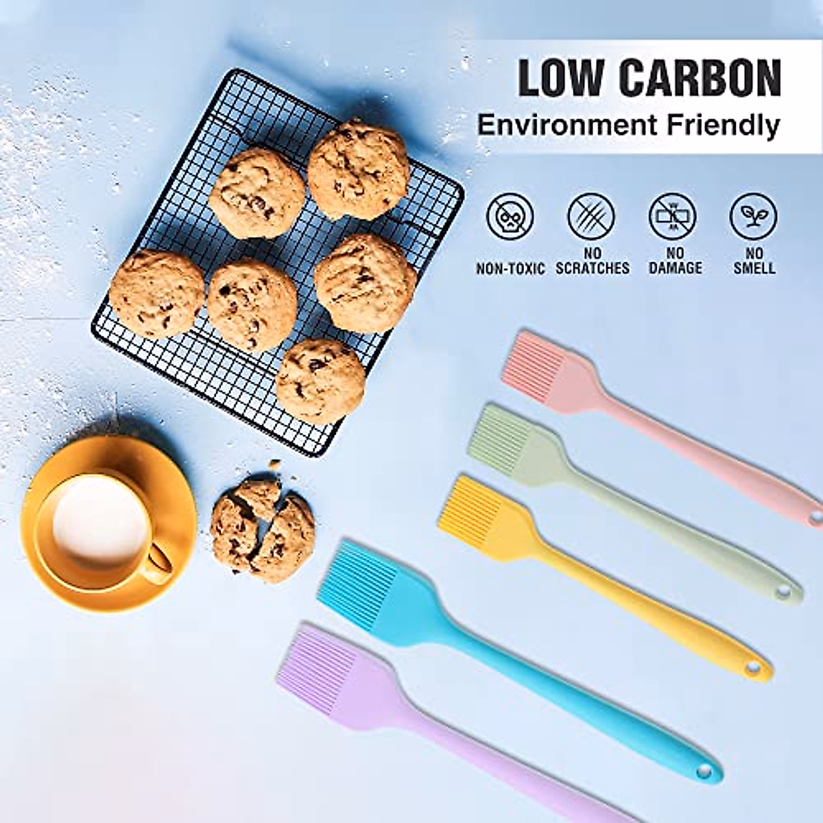 HAUSHOF Silicone Basting Pastry Brush, Heat Resistant Pastry Brush Set, One-Piece Design, Perfect for Baking, Grilling, Spreading Oil, Butter, BBQ Sauce, or Marinade, Dishwasher Safe