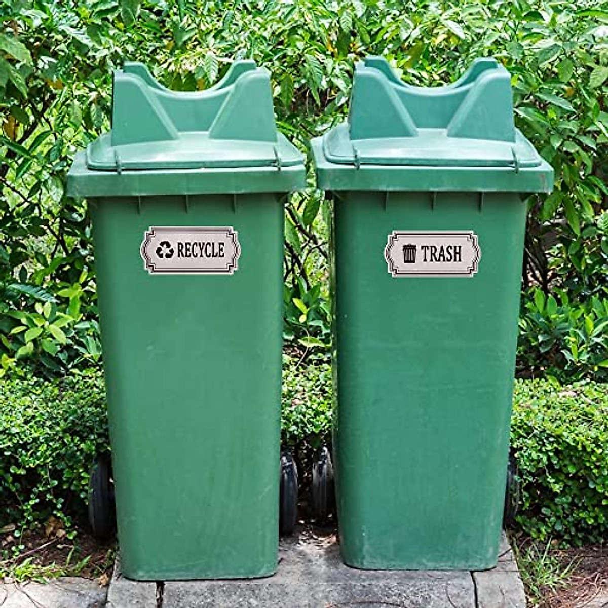 4 Pack Recycle and Trash Decal, Recycle and Trash Logo Symbol, Waterproof Vinyl Decal for Trash Cans, Garbage Containers and Recycle Bins (Gray)