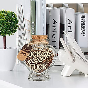 Fucks to Give,Jar of Fucks Gag Gifts for Valentine's Day / Birthday / Anniversary / Christmas. FUCK Wooden Cutout Letter Funny Gifts for Parents and Relatives,Friends (FUCK(Heart-shaped bottle))