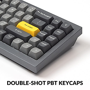 Keychron Q7 Wired Custom Mechanical Keyboard, 70% Layout QMK/VIA Programmable Macro with Hot-swappable Gateron G Pro Blue Switch Double Gasket Compatible with Mac Windows Linux (Grey)