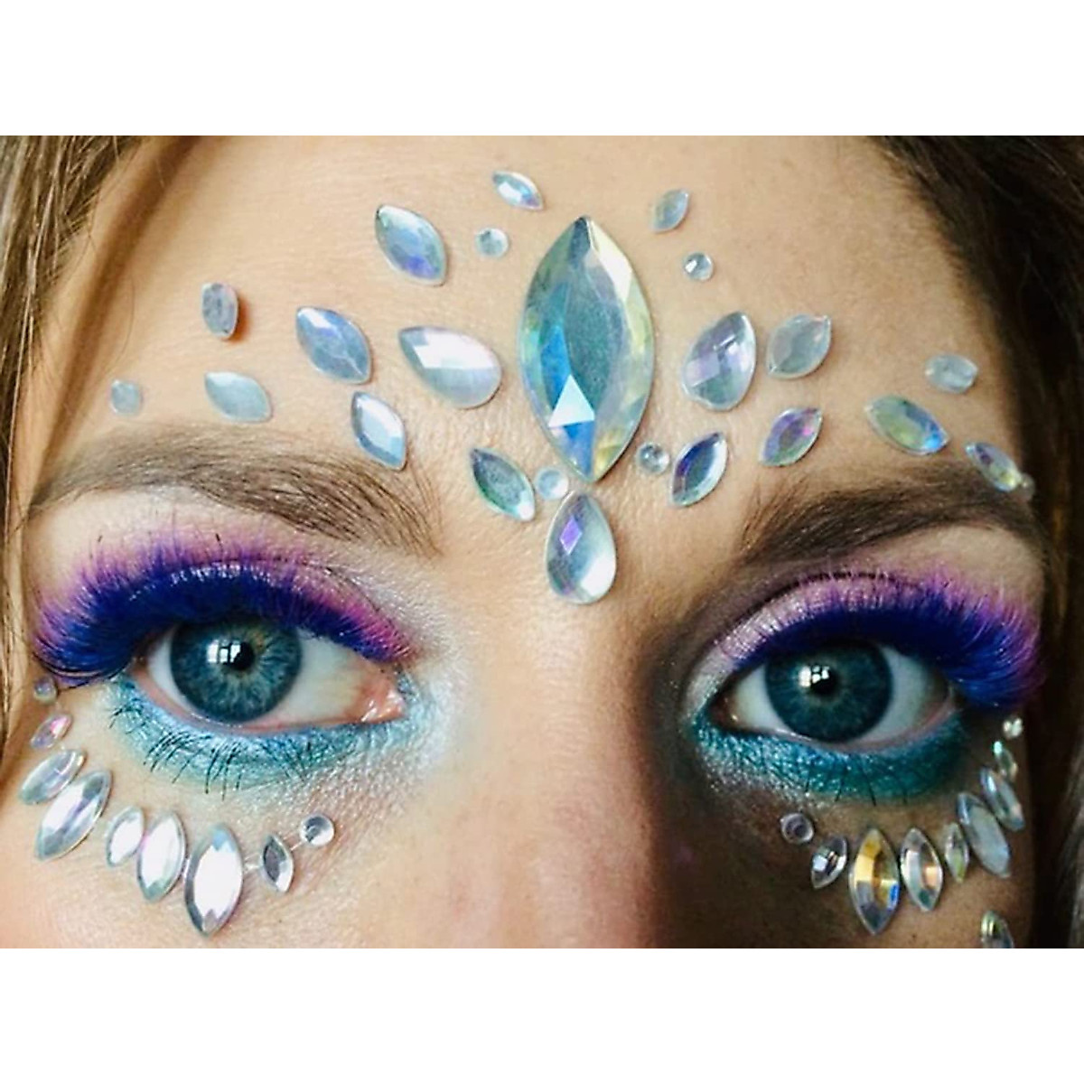 2 Pack Halloween Glow in the Dark Face Jewels Crystal Glitter Stickers, Luminous Tattoo Face Day Of The Dead Face Gems Jewels Tattoos